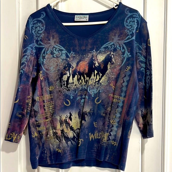 Tops | Cactus Bay Navy Horse Graphic Tee | Poshmark